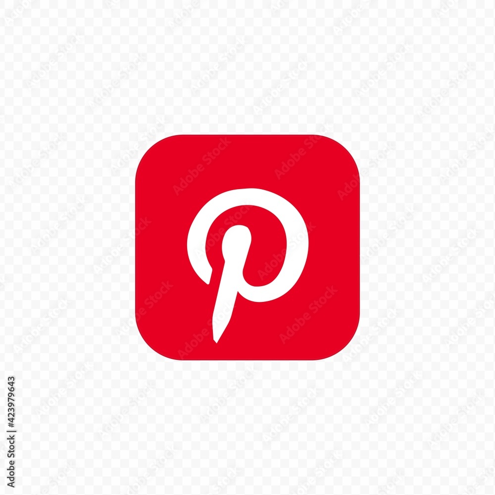 Pinterest icon. Social media icons. Realistic Pinterest app. UI UX ...