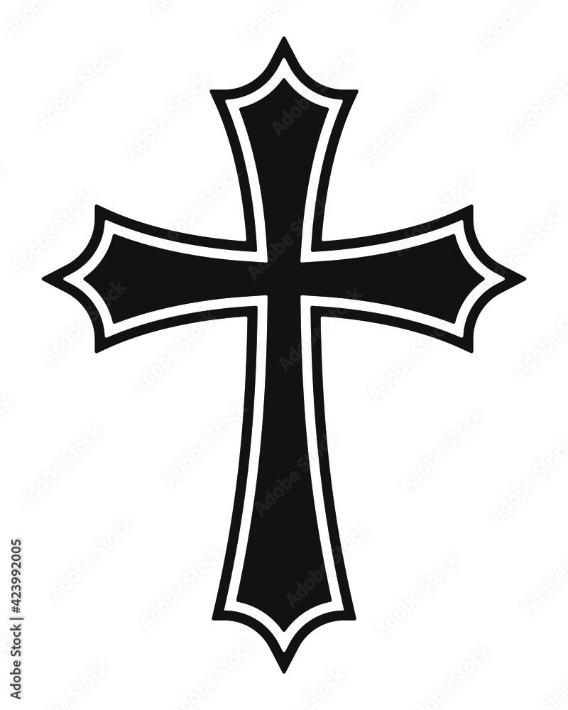 Cross vector shape symbol. Christianity sign. Christian religion icon ...
