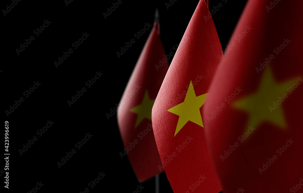 Small national flags of the Vietnam on a black background Stock Photo ...