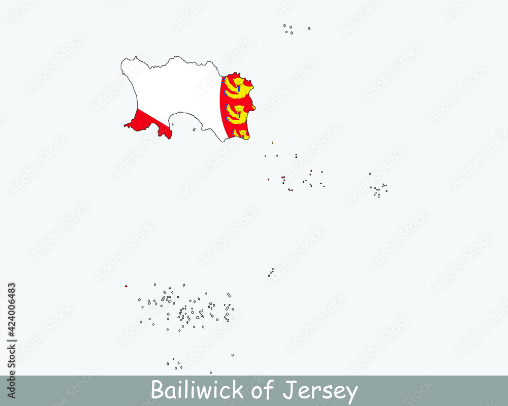 Vecteur Stock Jersey Map Flag. Map of the Bailiwick of Jersey with flag ...