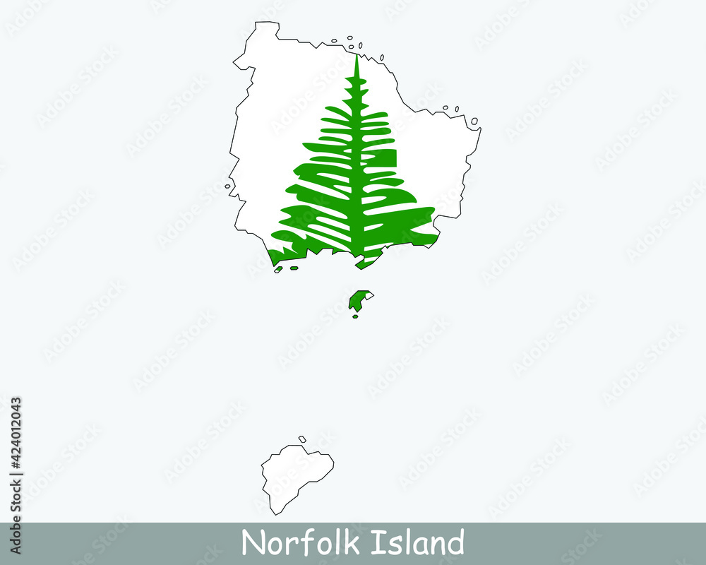 Norfolk Island Map Flag. Map of Norfolk Island with flag isolated on ...