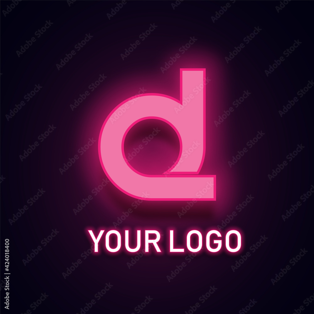 Alphabet logo neon pink light vector design, extra glowing font, can be ...