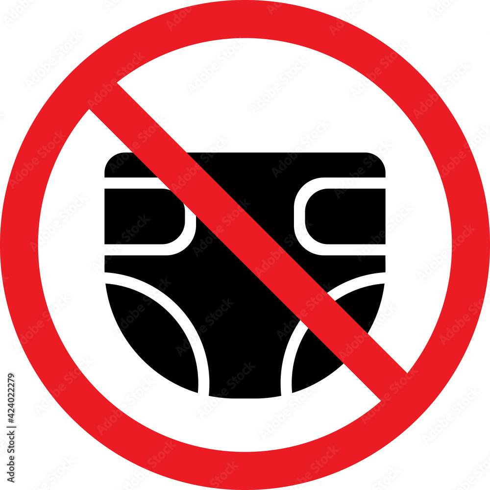 No baby diaper sign. Nappy not allowed. Safety signs and symbols. Stock ...