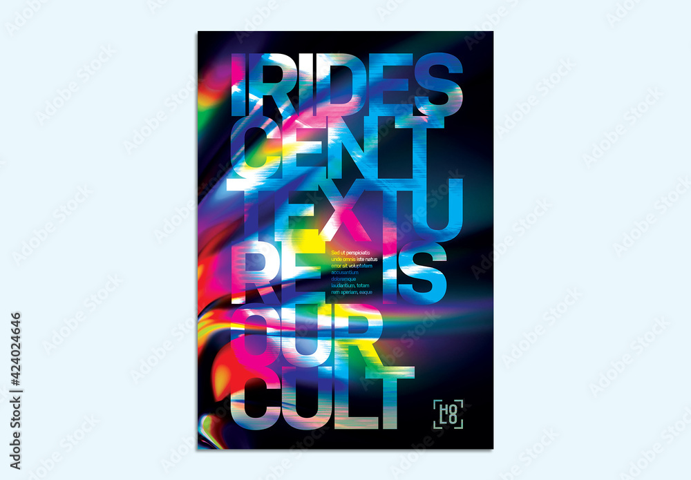 Modern Typography Poster Layout with Abstract Iridescent Texture ...