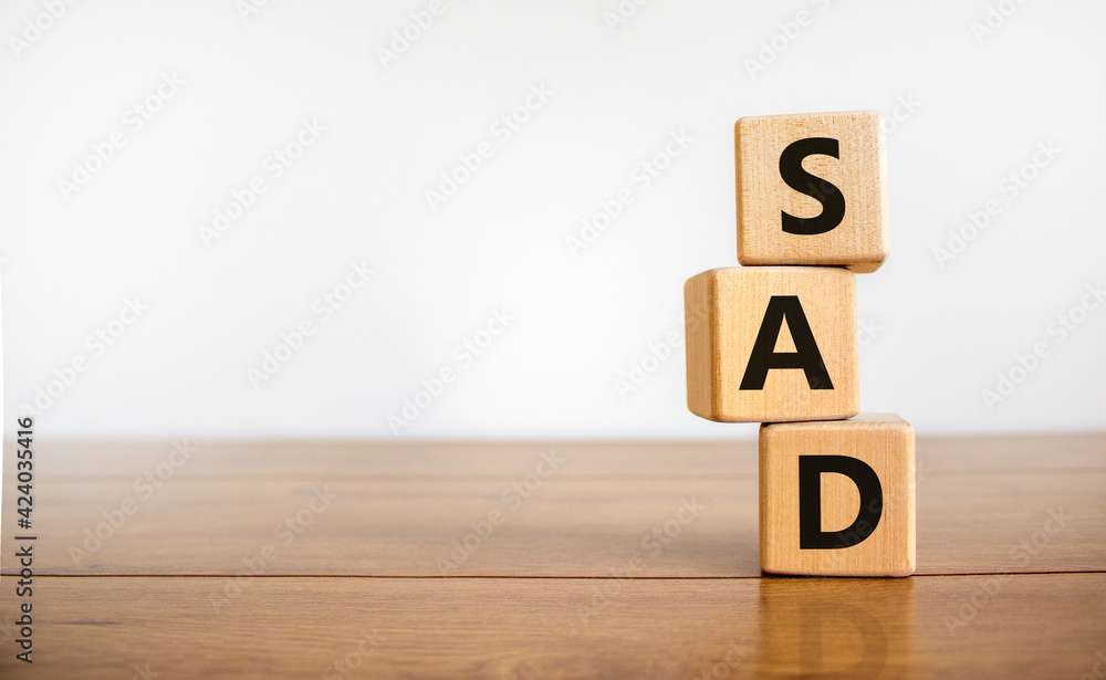SAD, social anxiety disorder symbol. Concept words 'SAD, social anxiety ...