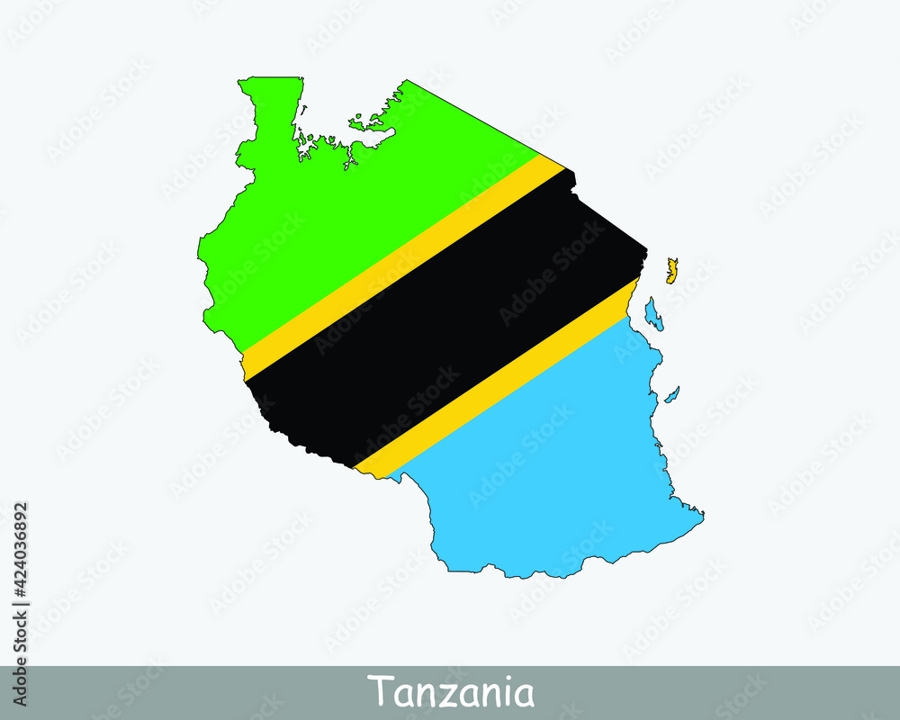 Tanzania Flag Map. Map of the United Republic of Tanzania with the ...