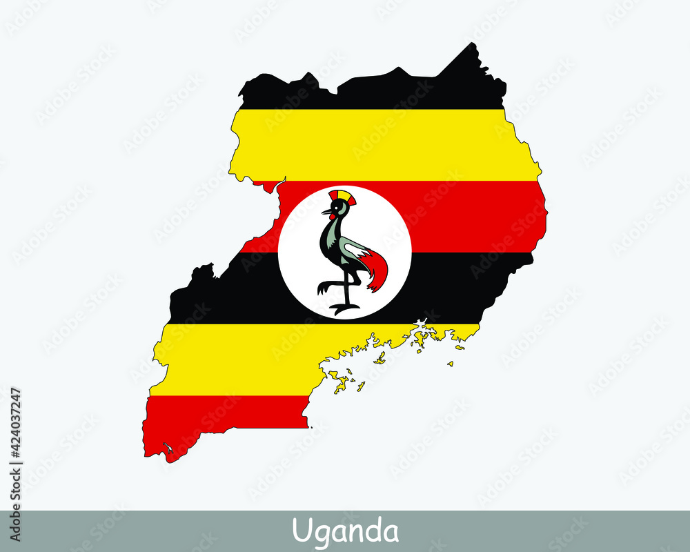 Uganda Flag Map. Map of the Republic of Uganda with the Ugandan ...