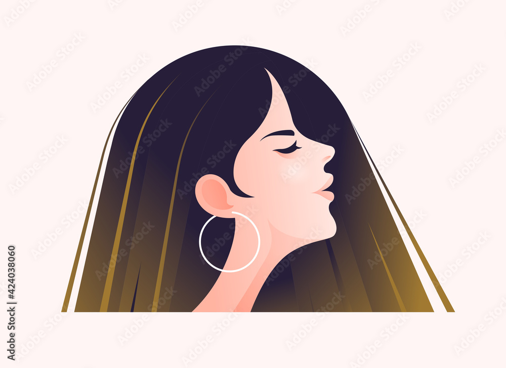 Young girl side face with blonde hair, Cute girl with charming ...