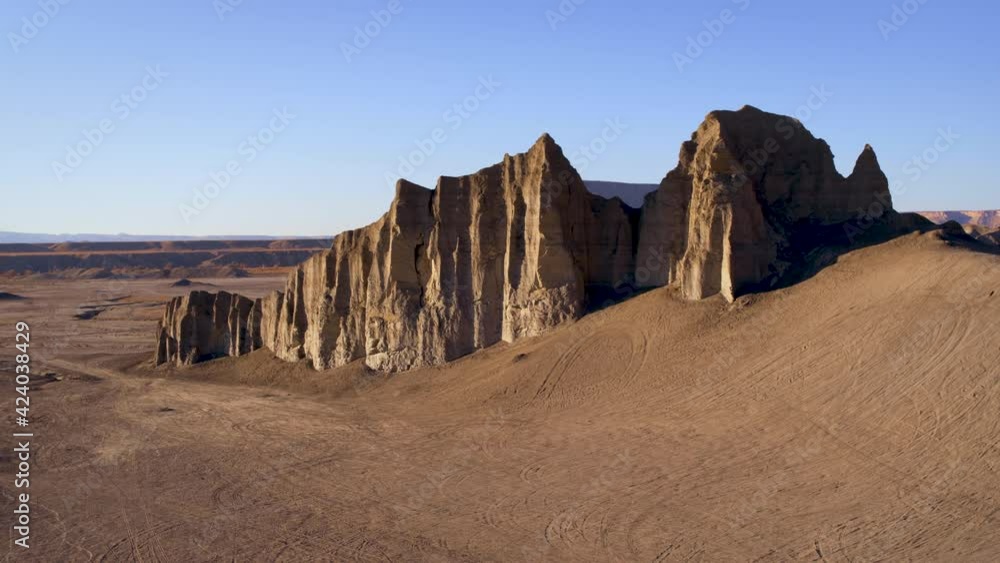 Pan right aerial, desert cliffs in Utah Stock Video | Adobe Stock