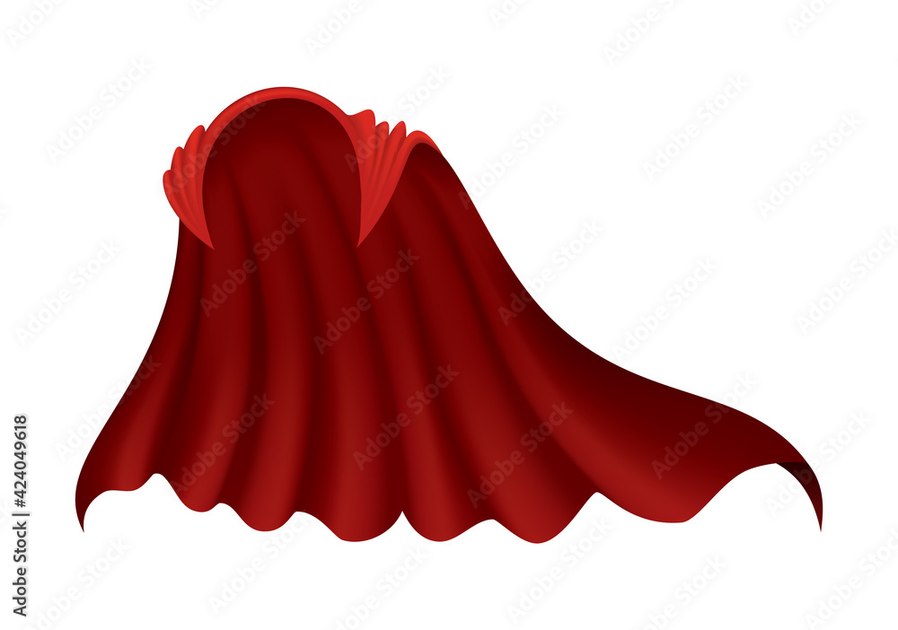 Superhero red cape on white background. Scarlet fabric silk cloak ...