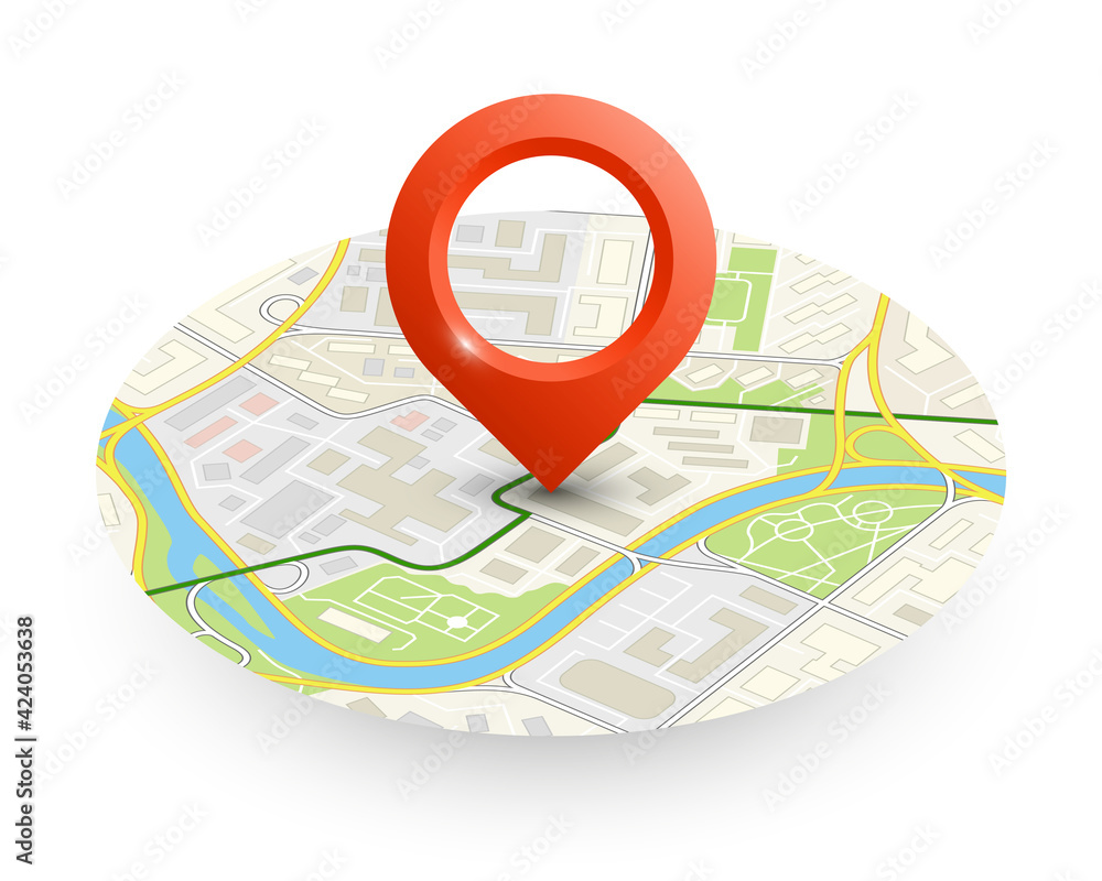 City map delivery navigation, point markers design background, drawing ...