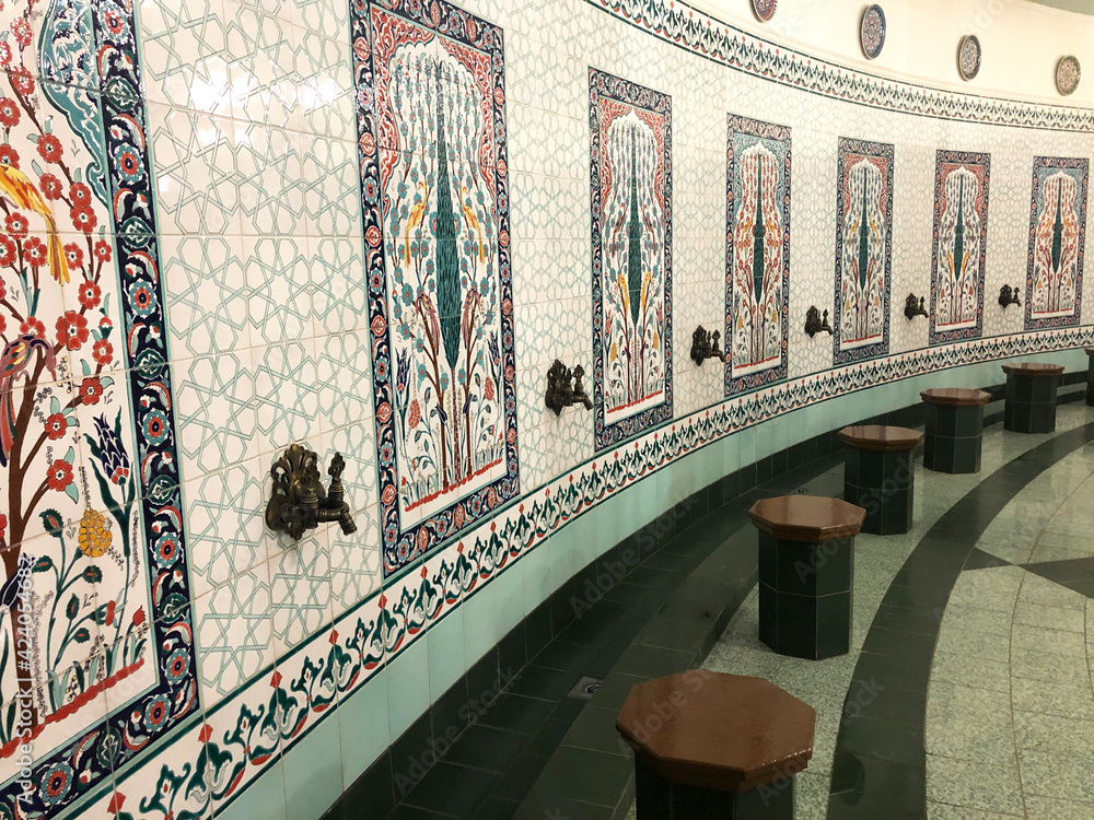 26 of March 2021 - Kazan, Russia. The men's washroom in the Kul Sharif ...