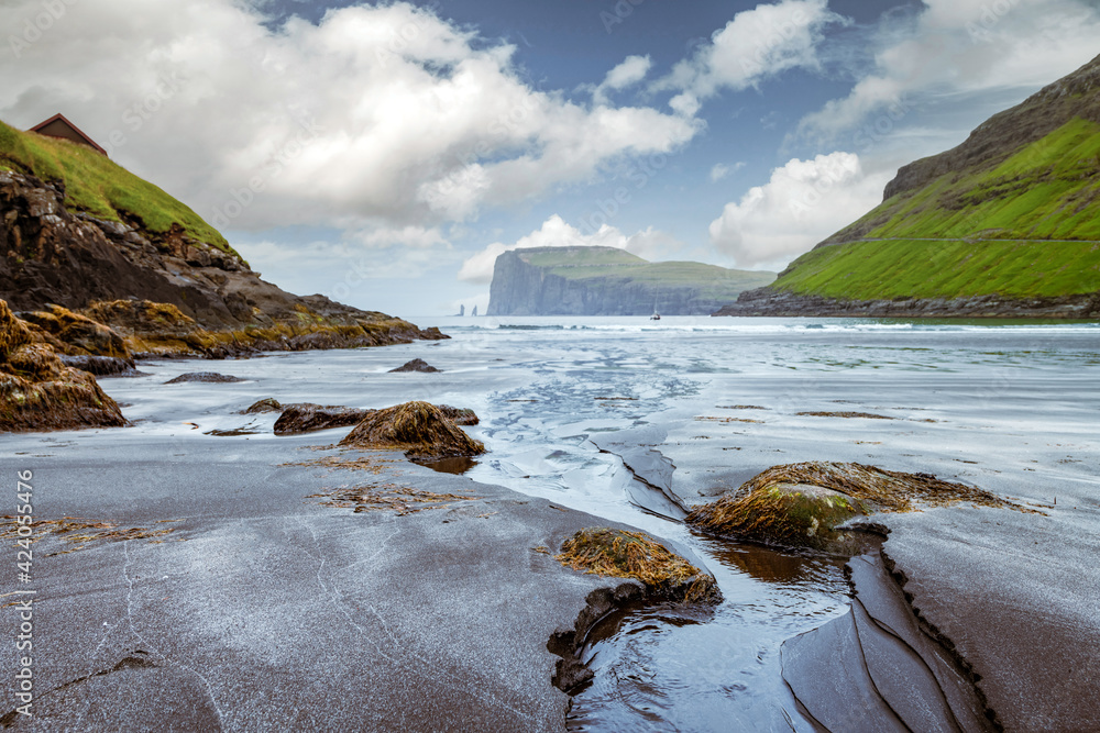 Tjornuvik beach on Streymoy island, Faroe Islands, Denmark. Landscape ...