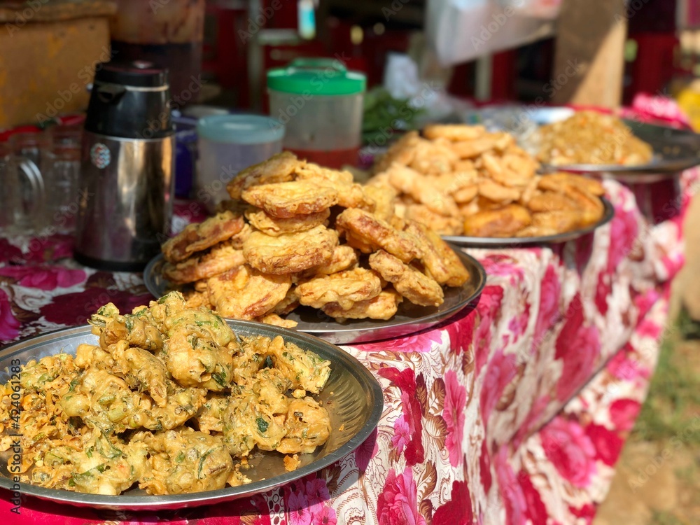 Traditional burmese food sold at itinerary five-day market Stock Photo ...
