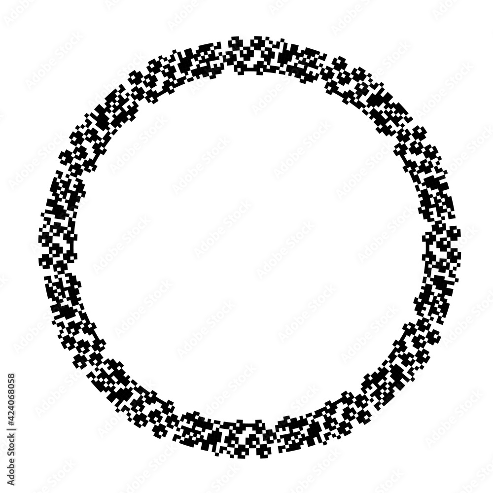 Black pixel art round background art design elements stock vector ...