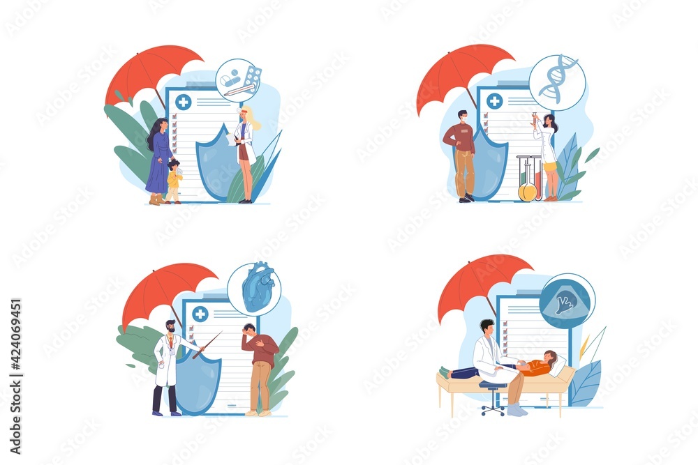 Set of vector cartoon flat doctor and patient characters appointment ...