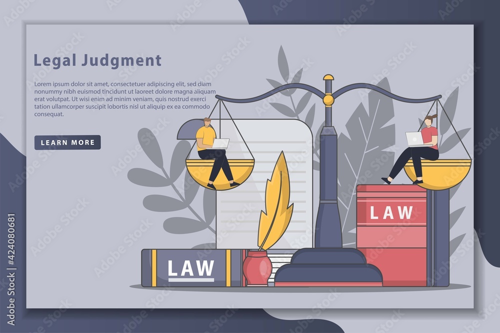 Flatline style designs Legal judgment illustration landing page concept ...