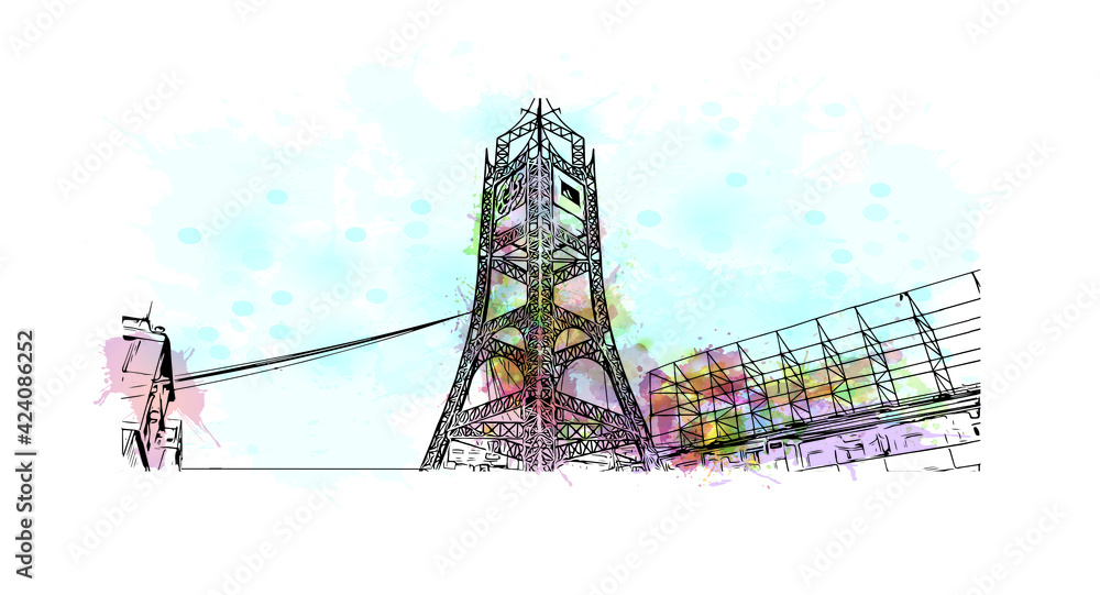 Building view with landmark of Dimapur is a city in India. Watercolour ...