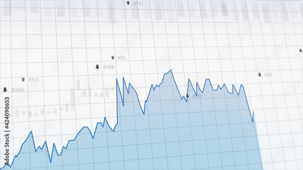 4K Loop 3D Table and bar graph of cryptocurrency stock exchange market ...