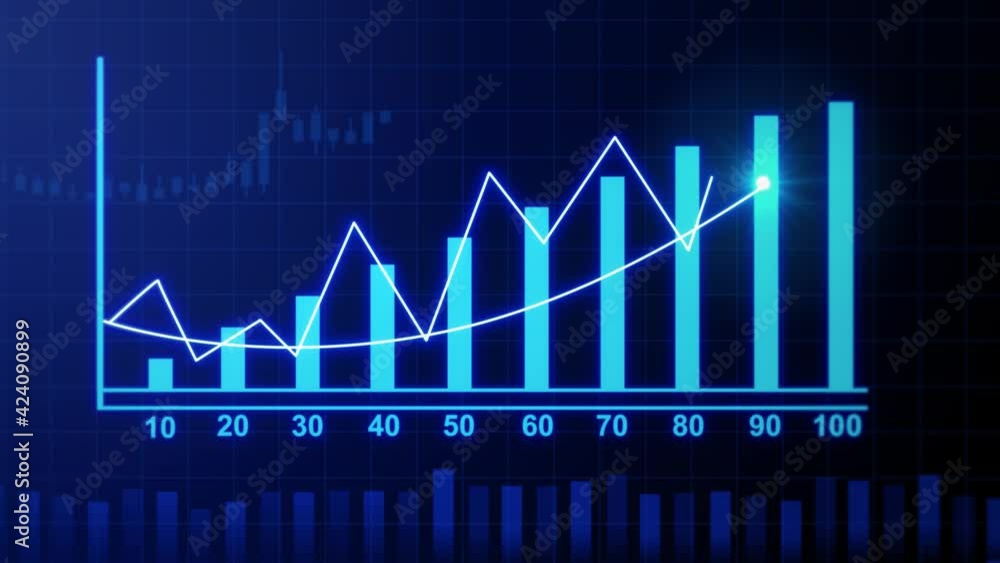 4k Financial data and diagrams showing a steady increase in profits ...