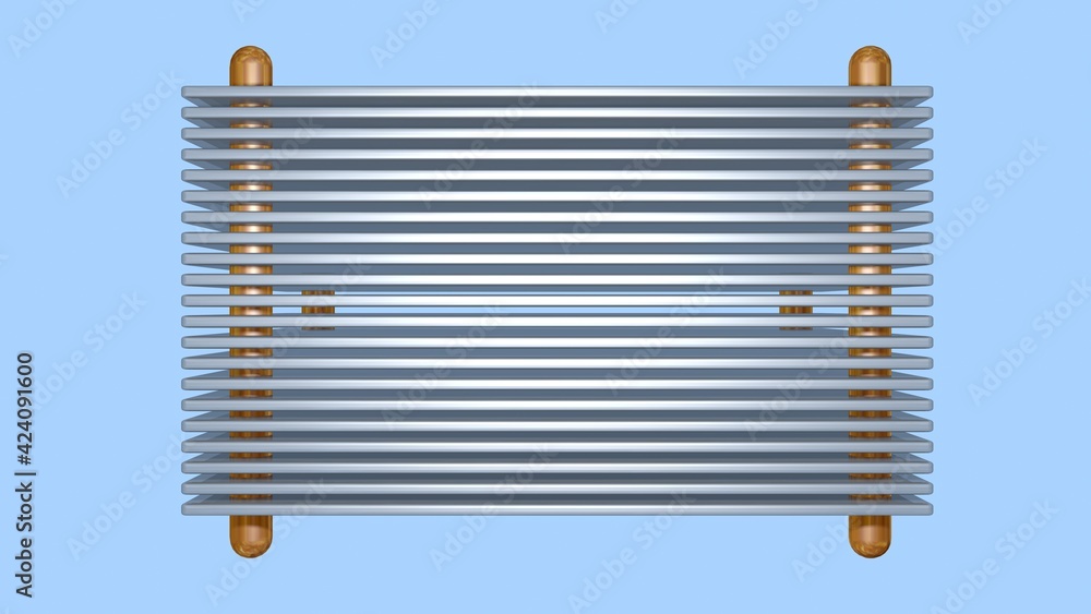 CPU , electronic , mechanical cooling heat sink with fins. 3d render ...