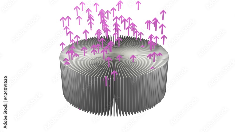 CPU , electronic , mechanical cooling heat sink . Arrows indicating air ...