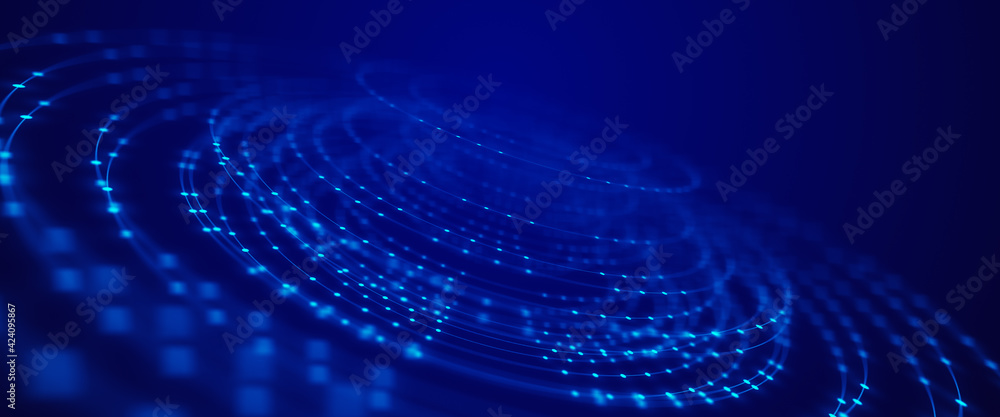 Abstract line circle technology background, blue technology background ...