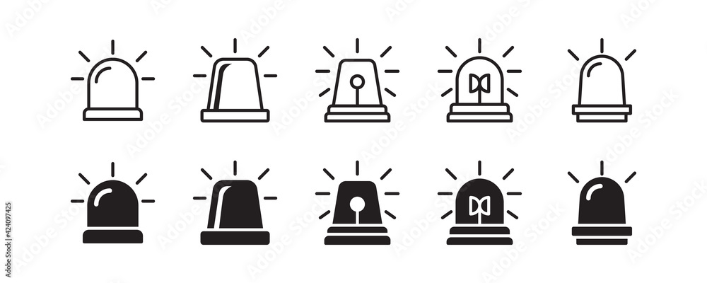 Siren, sirene, alarm, alert icon set. Vector graphic illustration ...