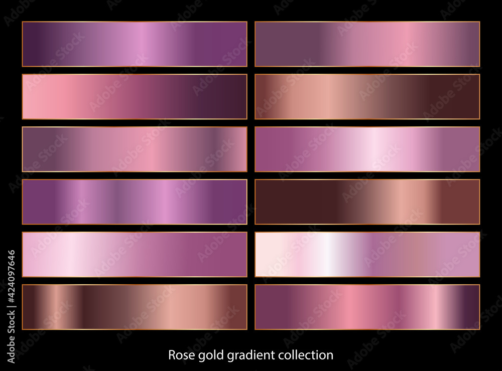 Rose gold gradient backgrounds collection. Vector illustration. Stock ...