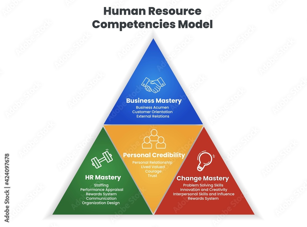 Human Resource Competencies model into pyramid chart vector ...