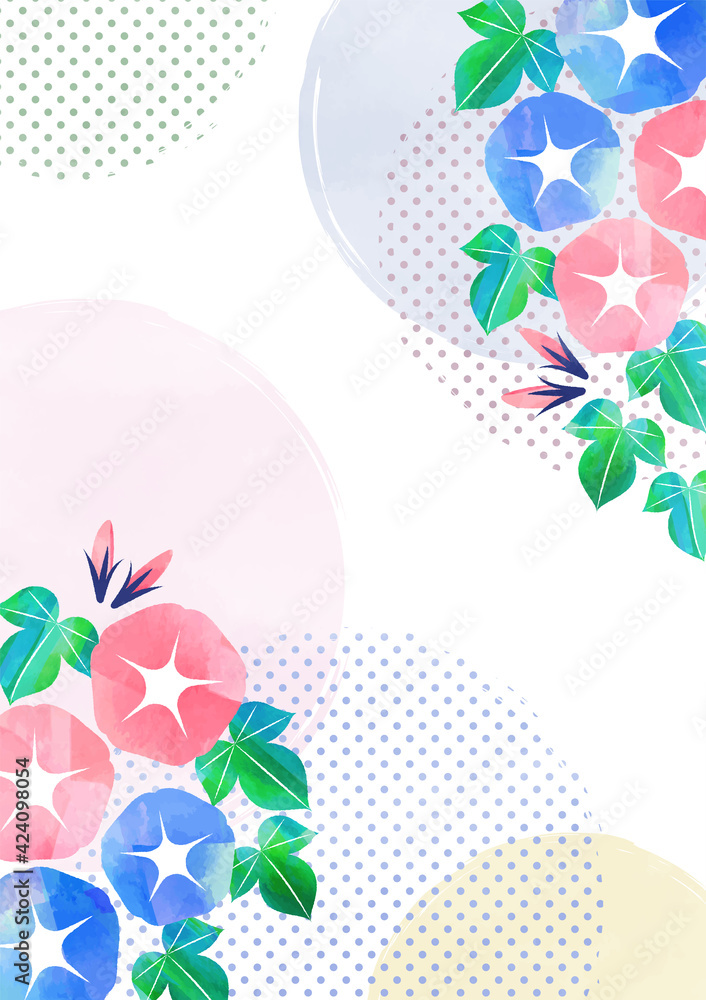 morning glory frame with watercolor texture Stock Vector | Adobe Stock