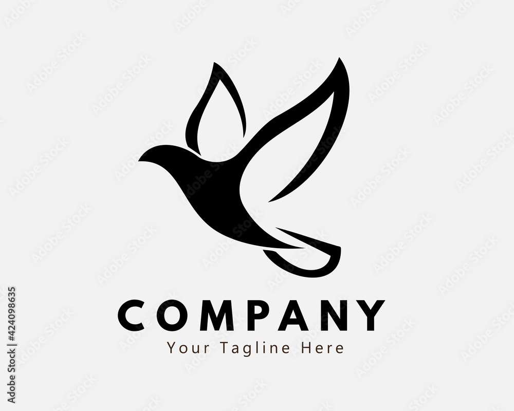 Simple dove bird fly illustration logo symbol icon design inspiration ...