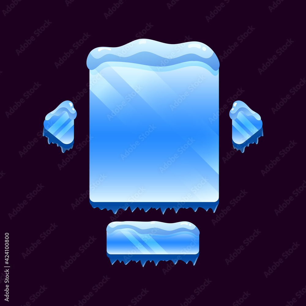 set of ice winter game ui board pop up for gui asset elements vector ...