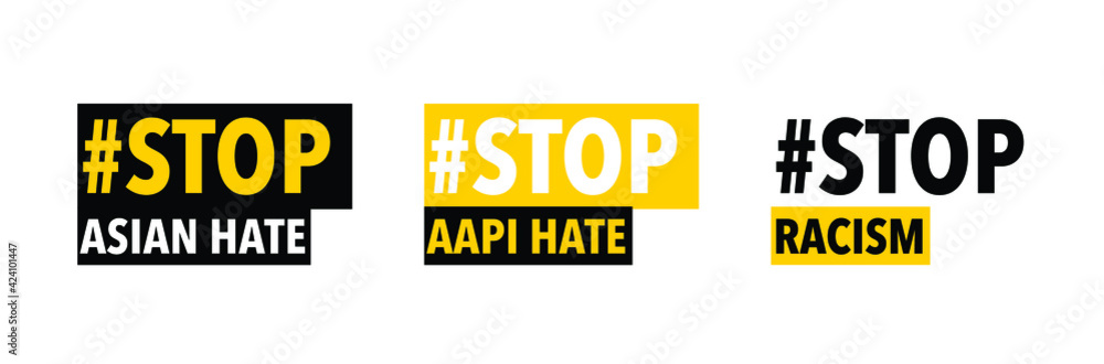 Stop asian hate hashtag, Typography design of Against Anti-AAPI ...