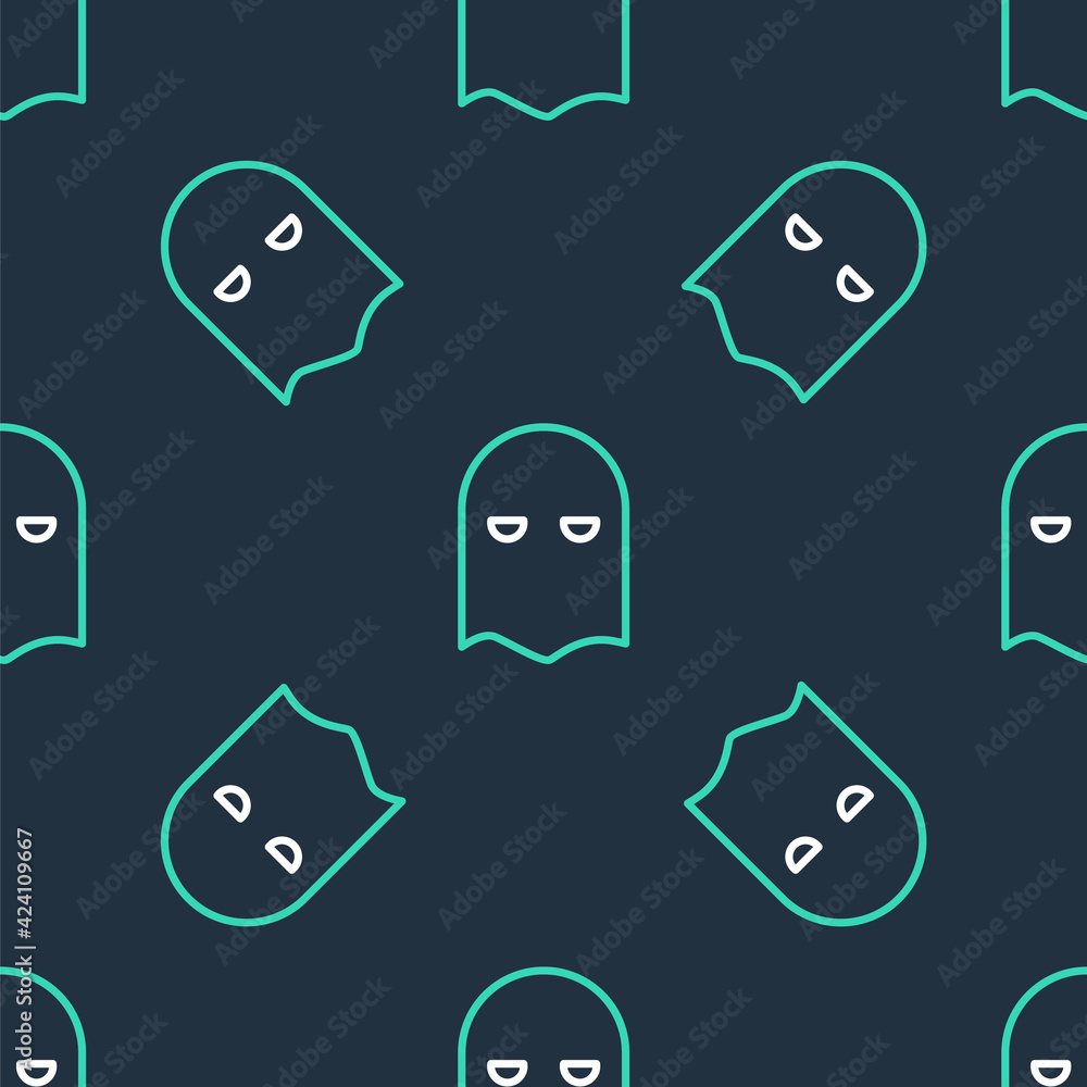 Line Executioner mask icon isolated seamless pattern on black ...
