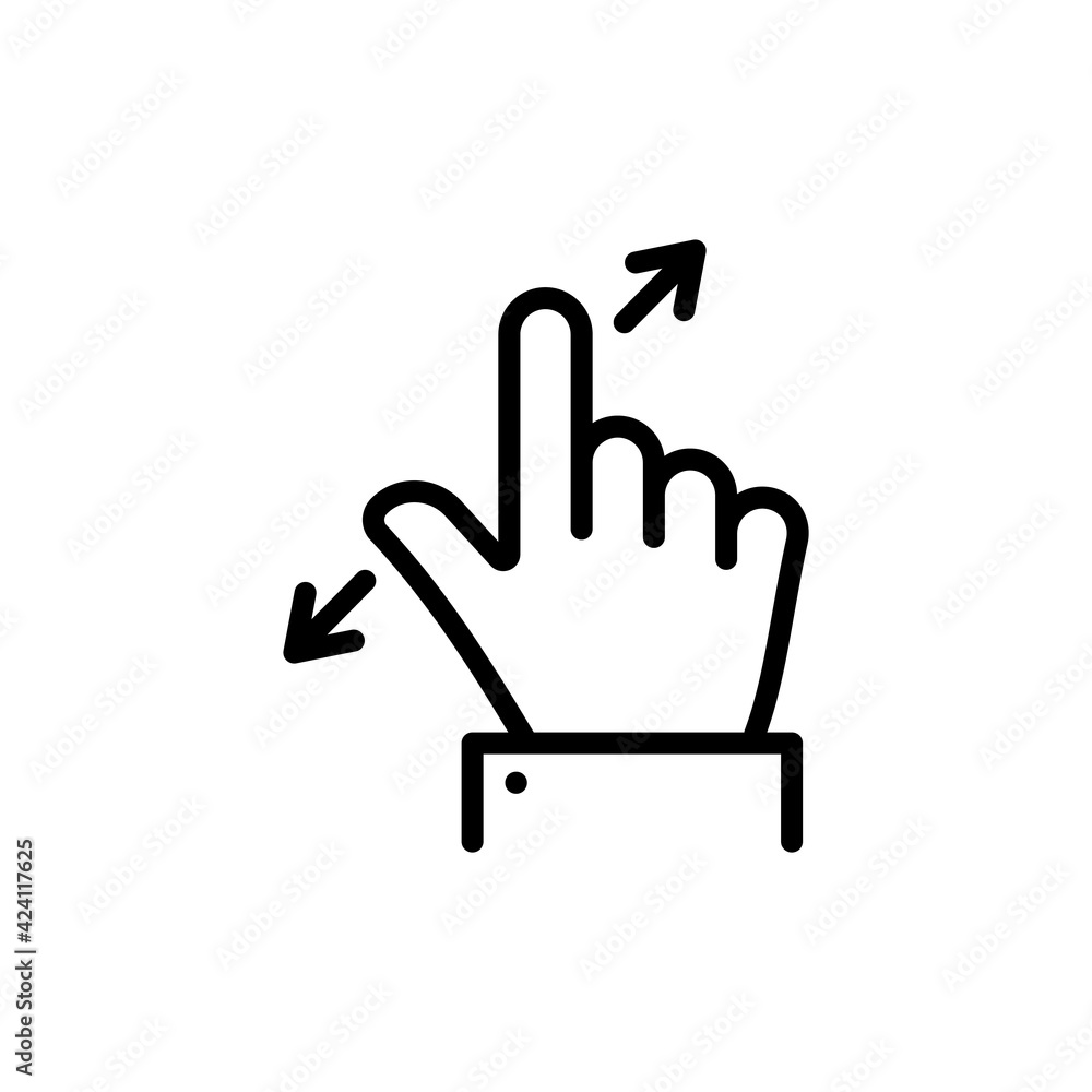 Hand with finger swiping or swipe left and right gesture line art ...