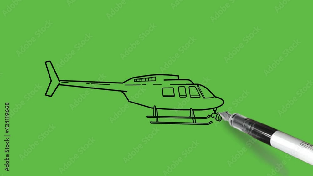 Drawing a police helicopter with black and blue colour combination on ...