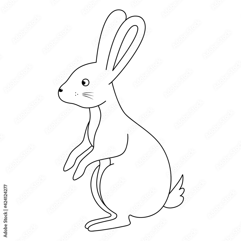 Rabbit. The hare stands on its hind legs. Sketch. Vector illustration ...