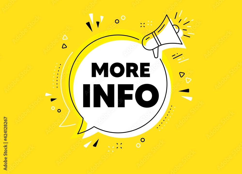 More info symbol. Megaphone yellow vector banner. Navigation sign. Read ...