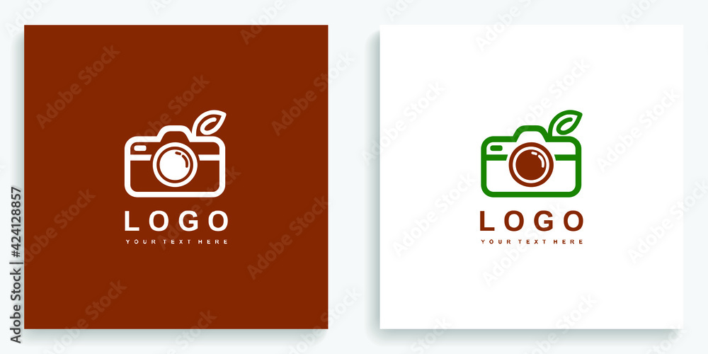 Camera Coffee Cup Leaf Photograph Logo. Modern logo icon symbol ...