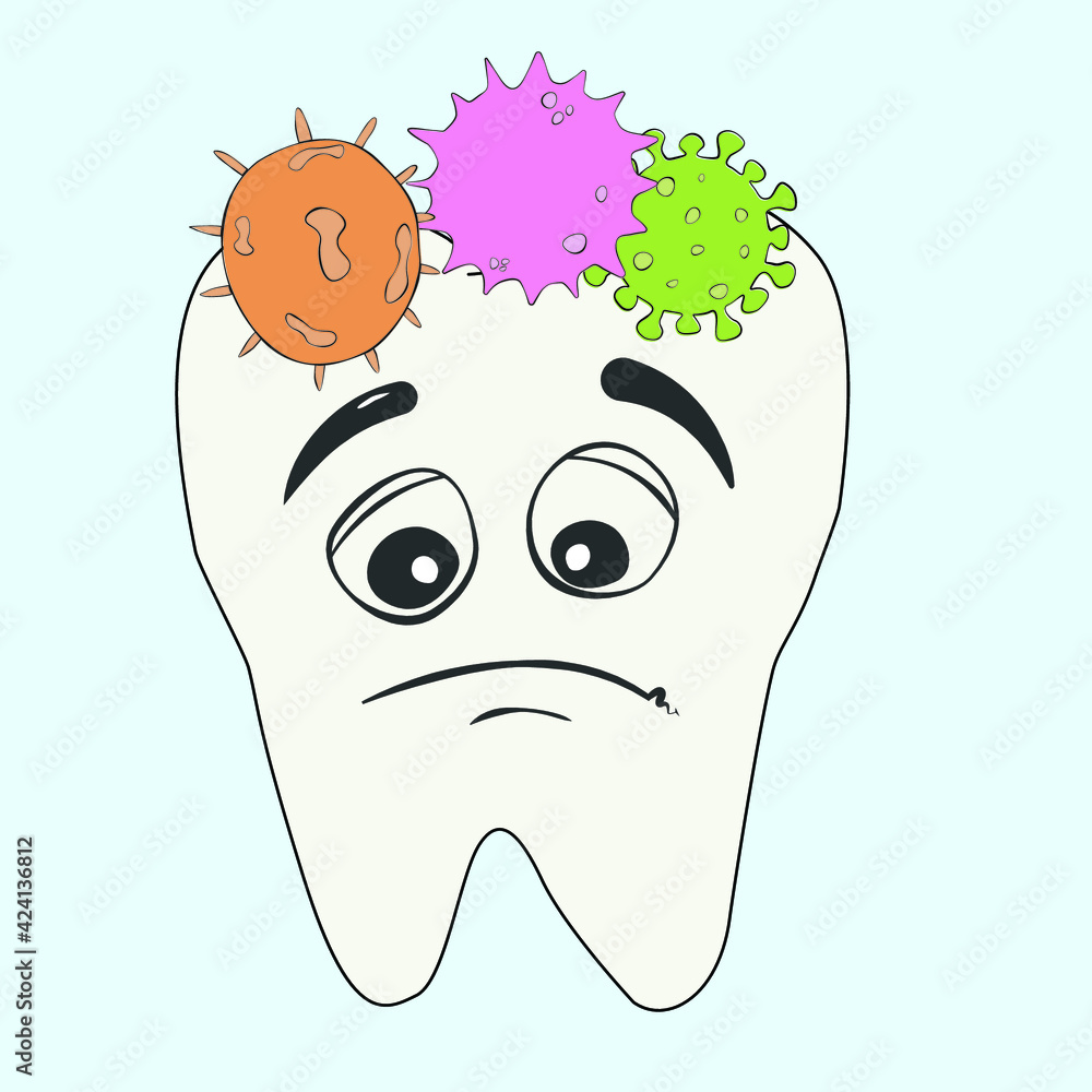 tooth and bacteria stock illustration Stock Vector | Adobe Stock