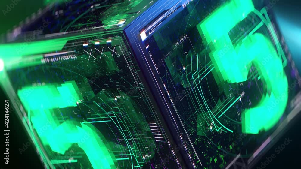 Video game countdown timer clock, numbers nine to zero, futuristic ...