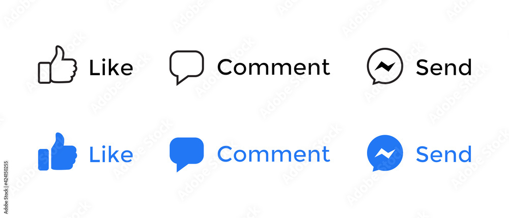 Like, Comment, and Send. Social Media Icons Inspired By Facebook Stock ...