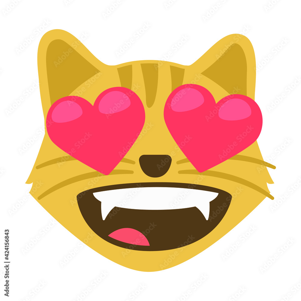 Cat With Heart Eyes Emoji Icon Illustration. Loving Vector Symbol ...