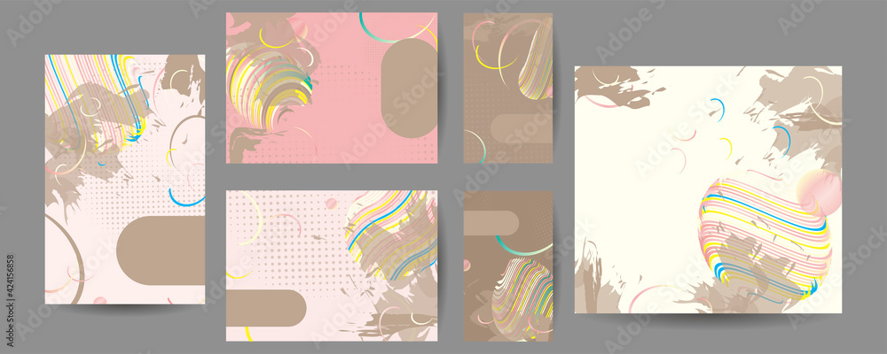 Art paintind dijital vector pastel muted pale calm tones card templates ...