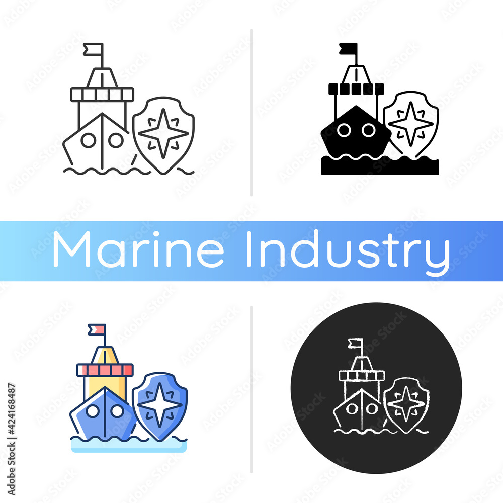 Maritime security icon. Marine environment protection. Preventing ...