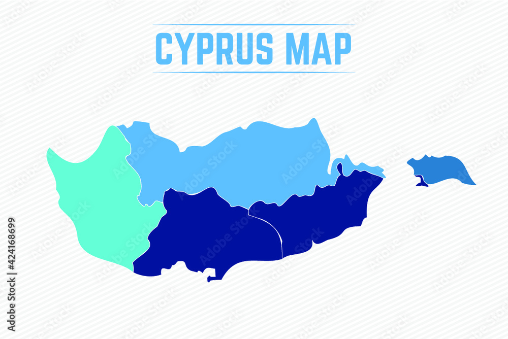Cyprus Detailed Map With States Stock Vector | Adobe Stock