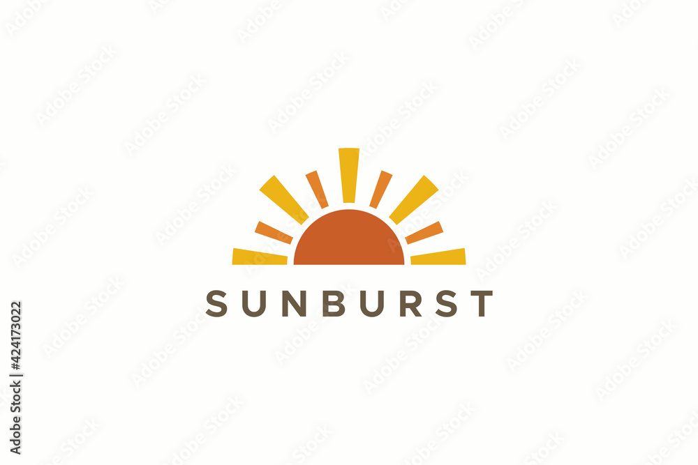 Abstract Sun Logo. Vintage Sun Icon with Geometric Radial Rays of ...
