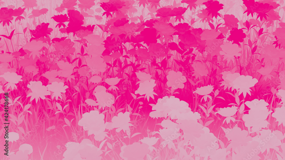 Floral background. Pink colored wallpaper design with Flowers. 3D ...