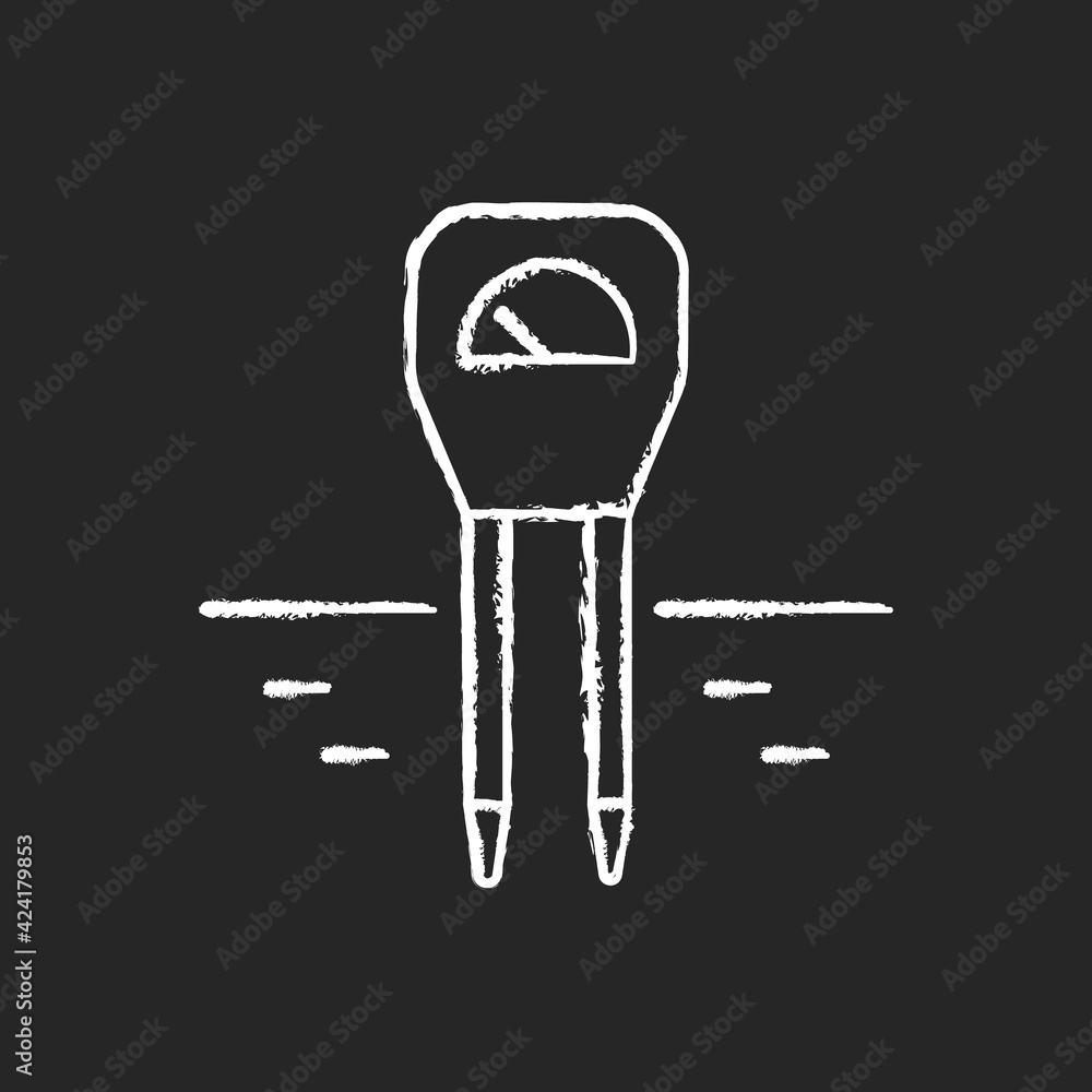 Soil moisture monitoring chalk white icon on black background. Accurate ...